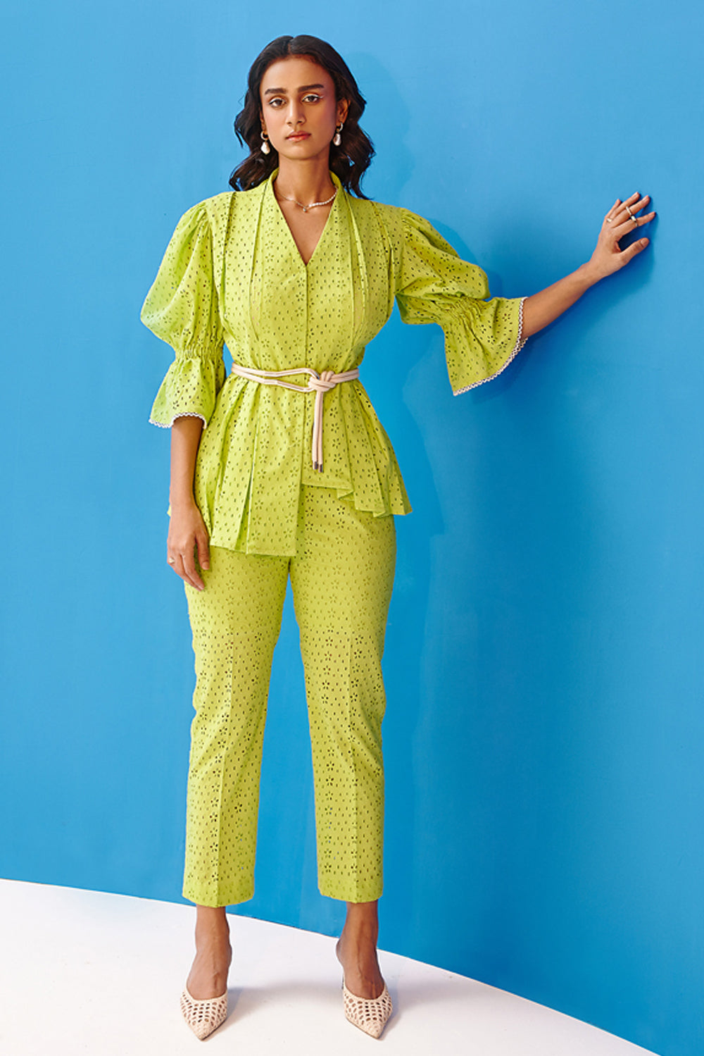 Electric Lime Juliet Sleeve Co-Ord Set – Pinwheel
